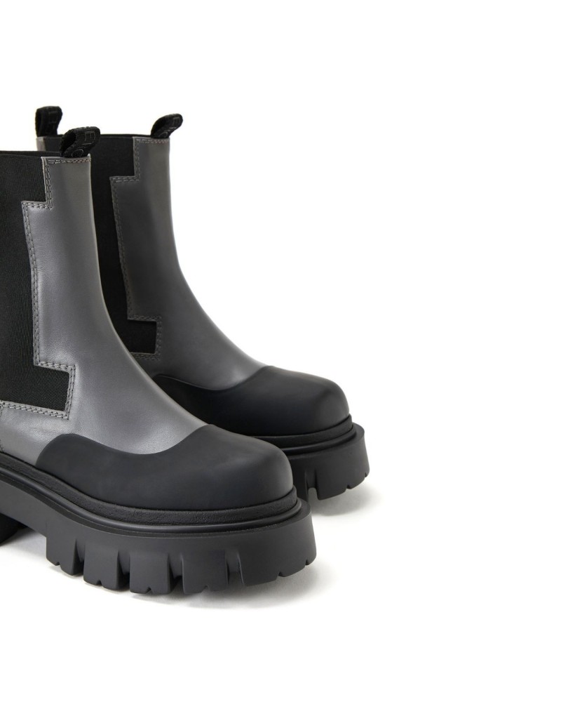 Czarno szare skórzane bikery Iceberg - 21I ID1856 GRAY | Viadellaspiga.pl