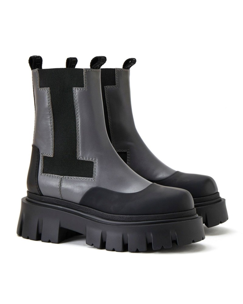 Czarno szare skórzane bikery Iceberg - 21I ID1856 GRAY | Viadellaspiga.pl