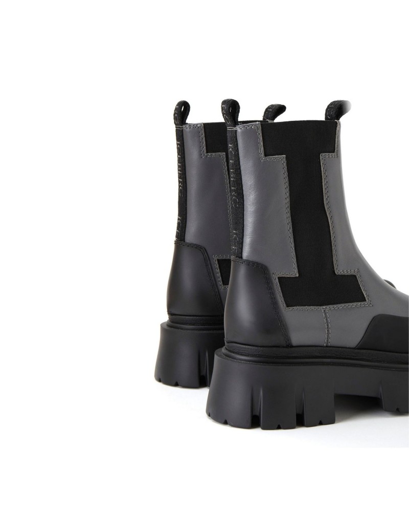 Czarno szare skórzane bikery Iceberg - 21I ID1856 GRAY | Viadellaspiga.pl